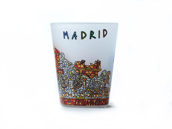 Frosted glass shot glass. Panoramic. Madrid. | Olé Mosaic