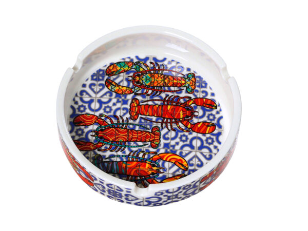 10 cm Ceramic Ashtray. Lobster. White | Olé Mosaic