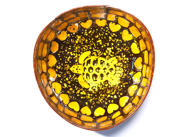 Yellow coconut bowl. Turtle. | Olé Mosaic