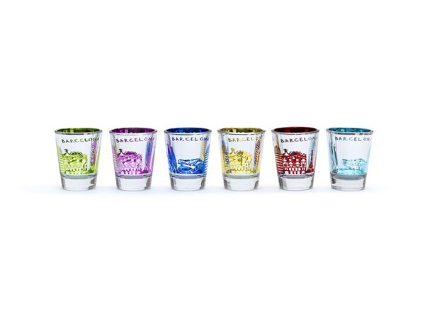 6 Metallic Glass Shot Glasses. Barcelona. | Olé Mosaic